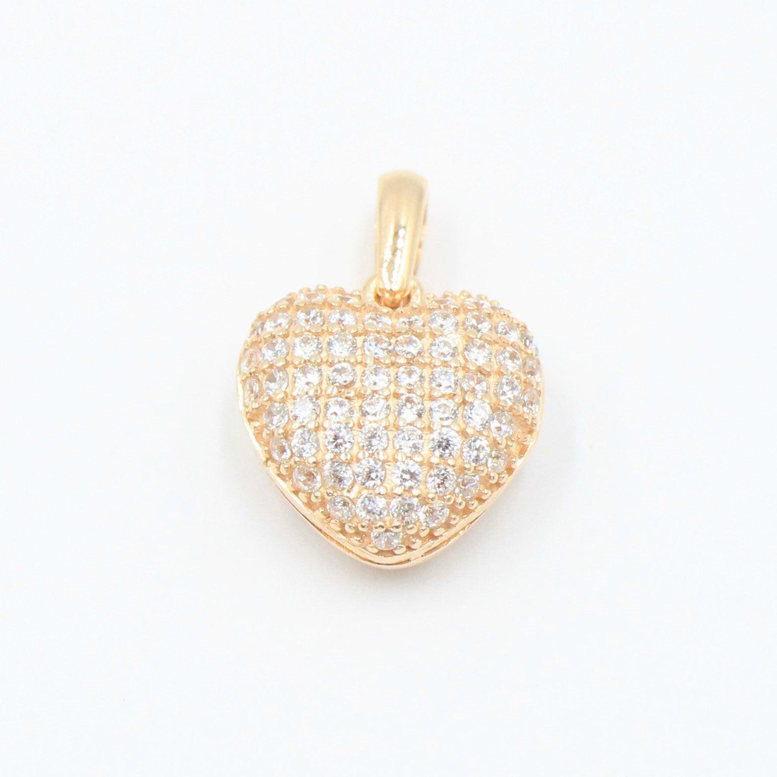 Dijes de Corazón de Oro Italiano 14k con Zirconia - ¡Expresa tus ...